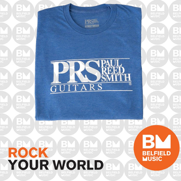 PRS Paul Reed Smith Classic Block Logo T-Shirt Heather Blue Large ...