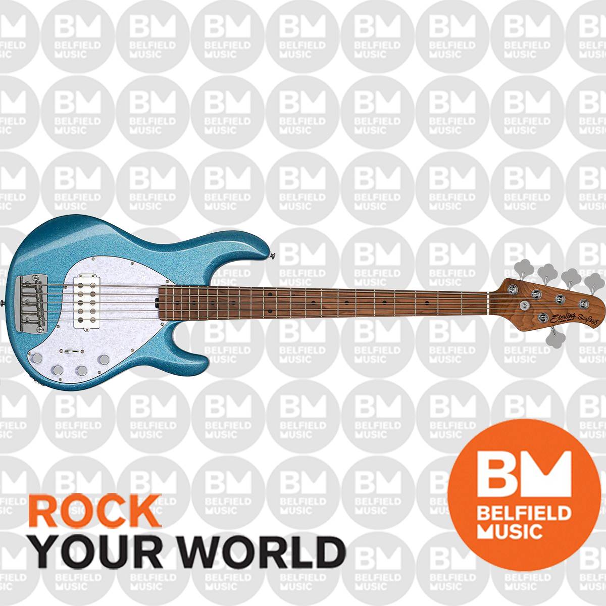 Sterling by Music Man StingRay RAY35 Bass Guitar 5-String Blue Sparkle ...