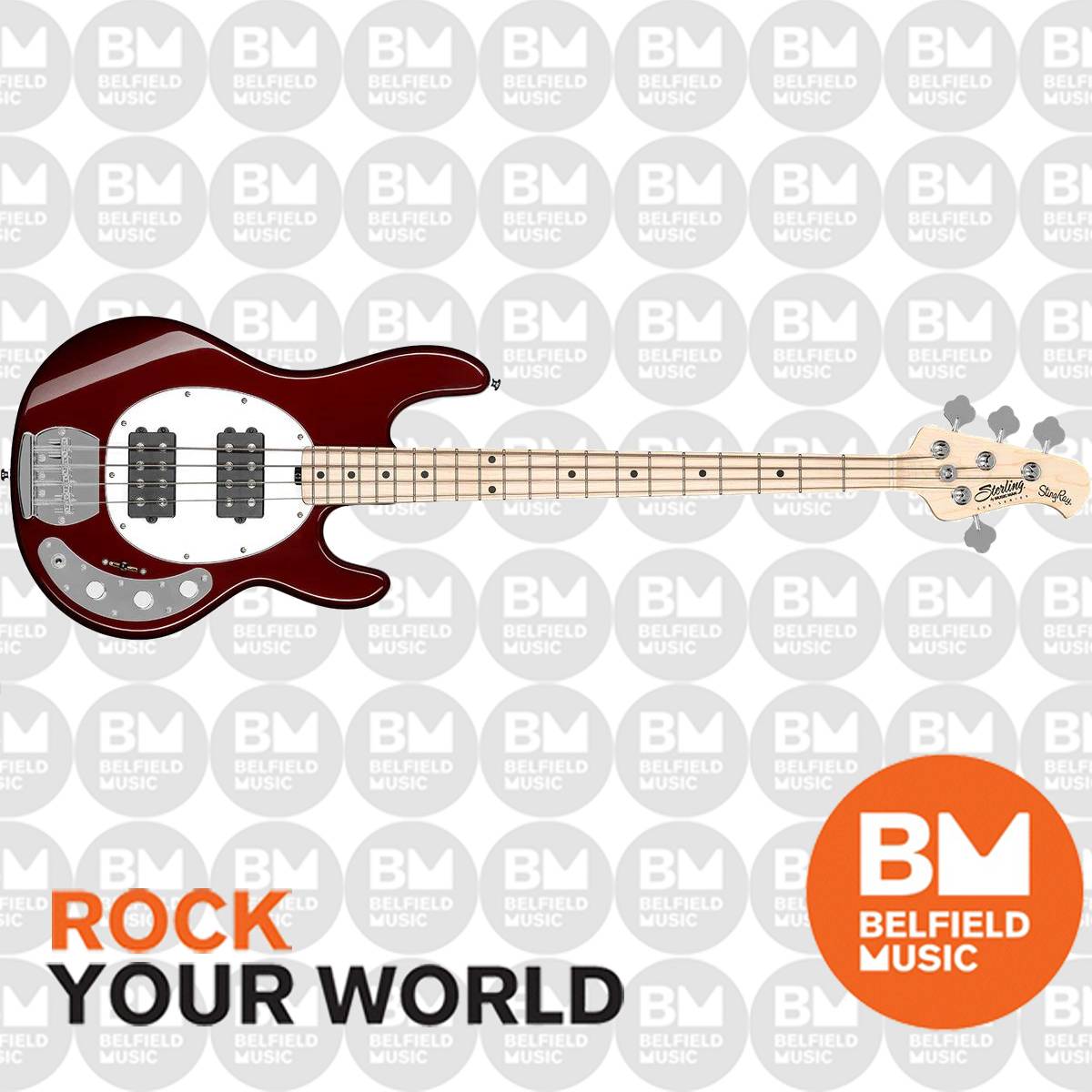 Sterling by Music Man StingRay RAY4 Bass Guitar HH Candy Apple Red ...