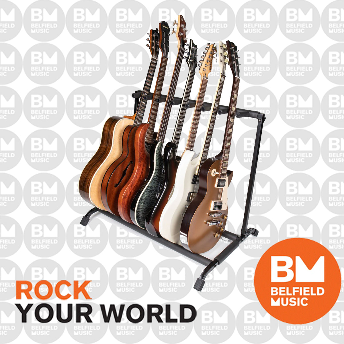Gator Frameworks RI-GTR-RACK7 Foldable 7 Guitar Rack Stand - Belfield Music